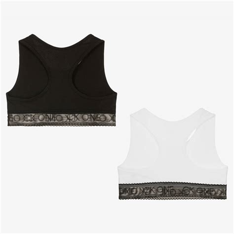 Calvin Klein Girls Black And White Cotton Bralettes 2 Pack