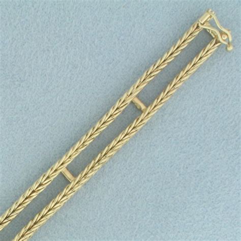 Wheat Link Tennis Bracelet Jacket In 14k Yellow Gold Property Room