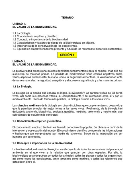 Sesión 1 Apuntes Pdf Biodiversidad Biología