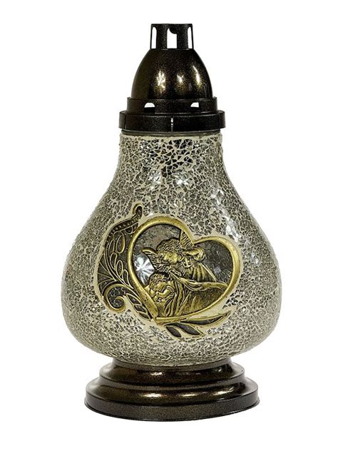 Znicz Artystyczny Witraż Karafa Serce Złota Mozaika Szklana 36 Cm Znicze Fenix
