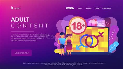 Adult Content Concept Landing Page Stock Vector Illustration Of