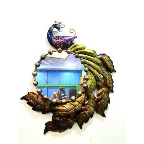 Galvanised Iron Designer Peacock Wall Mirror Packaging Type Box Mirror Shape Round At ₹ 4000