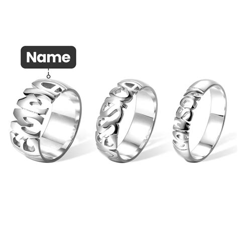 Custom Name Ring Sterling Silver 925 Hand Carved Statement Name Ring In 5mm 7mm And 10mm Bands