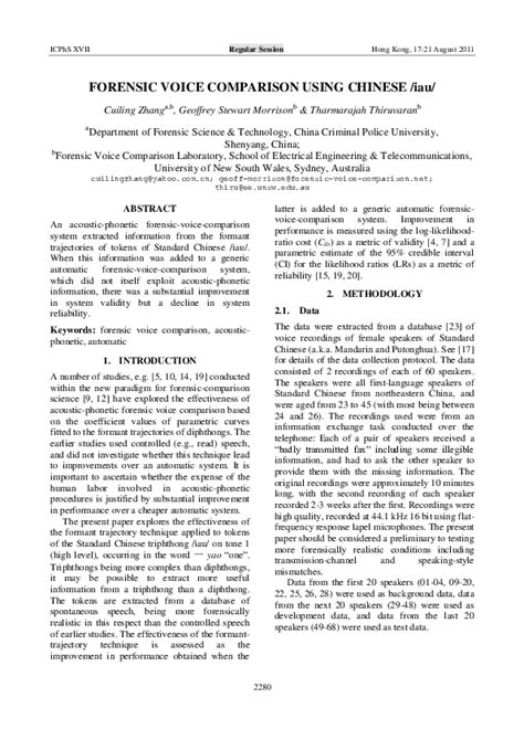 Pdf Forensic Voice Comparison Using Chineseiau