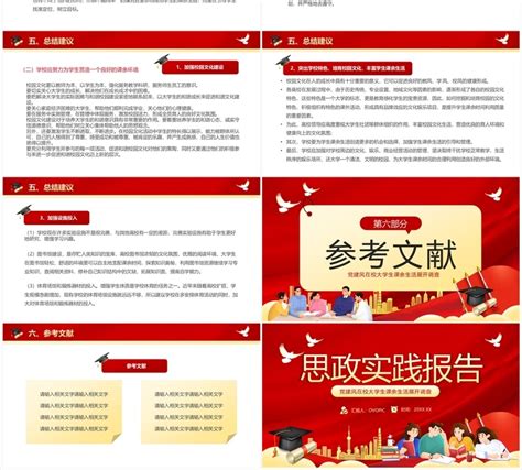 红色卡通大学生思政实践报告ppt模板ppt模板 【ovo图库】