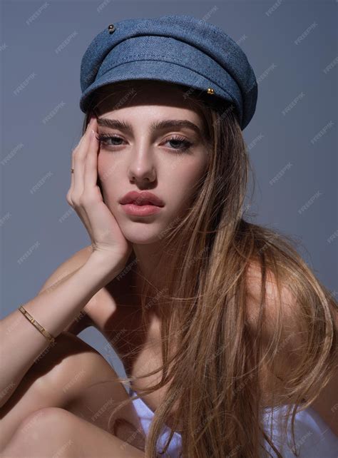 Sexy Attractive Woman Posing With Cap Beautiful Sexy Model Portrait