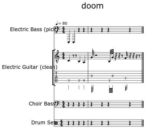 Doom Sheet Music For Electric Bass Pick Electric Guitar Choir
