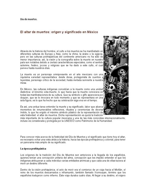 Día De Muertos Resumen Pdf