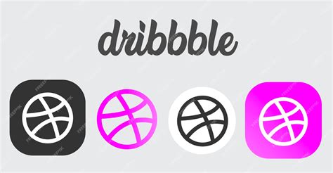 Premium Vector Dribbble Flat Icon Design Website Dribble Button Of Social Media Logos