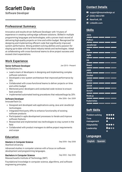 24 Software Developer Resume Examples And Templates For 2024 Downloadable Resumedesign Ai