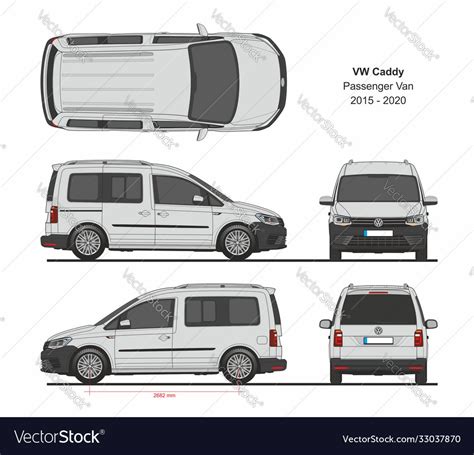 Vw Caddy Passenger Van 2015 Present Royalty Free Vector