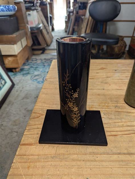 輪島塗、草花蒔絵、花入、台付 By メルカリ