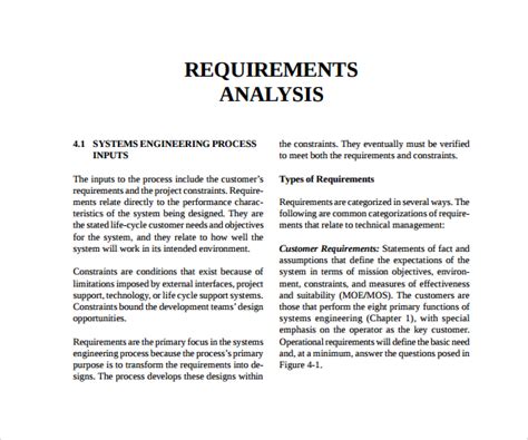 Free 10 Sample Requirement Analysis Templates In Pdf Excel Ms Word