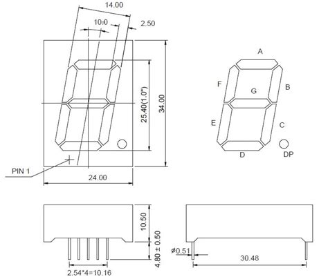 Single Digit 1 Inch Single Color 7 Segment Display Asina Tronics