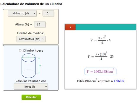 Calcular El Volumen De Un Cilindro Online