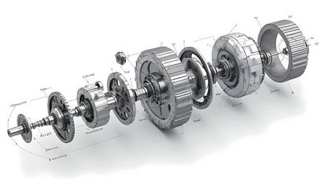 Exploded View Of An Electric Motor Detailed Diagram With Engineering