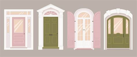Premium Vector Set Of Four Classical Doors Of Various Shapes And