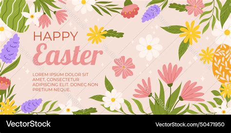 Happy Easter Horizontal Background Template Vector Image