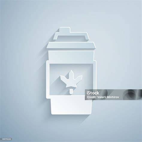 종이 컷 커피 컵 회색 배경에 고립 된 아이콘을 이동합니다 종이 아트 스타일 벡터 3차원 형태에 대한 스톡 벡터 아트 및 기타 이미지 3차원 형태 그림자 긴 Istock