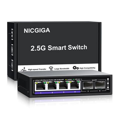 6 Port 2 5g Ethernet Switch 4 X 2 5g Base T Ports 2 X 10g Sfp Nicgiga
