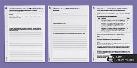 Ks3 Contraception Extended Writing Task