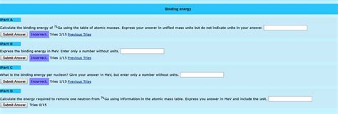 Text Binding Energy Part A Calculate The Binding Energy Of 71Ga Using The Table Of Atomic