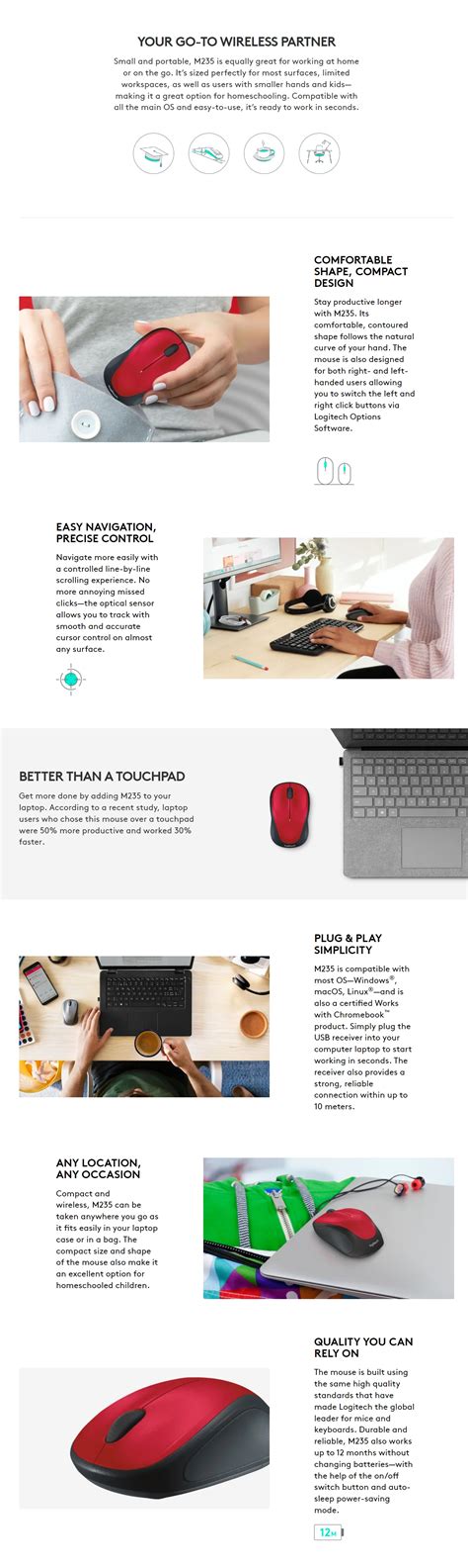 Logitech M235 Wireless Mouse Colt Glossy 910 003384 Au