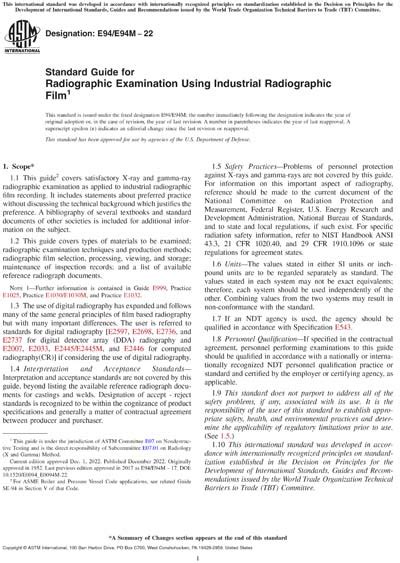 Astm E94 E94m 22 Standard Guide For Radiographic Examination Using