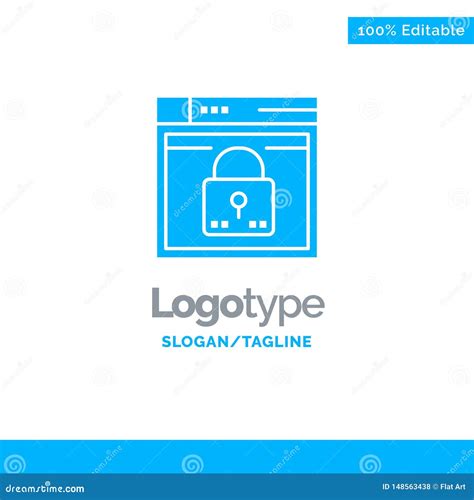 Login Secure Web Layout Password Lock Blue Solid Logo Template Place For Tagline Stock