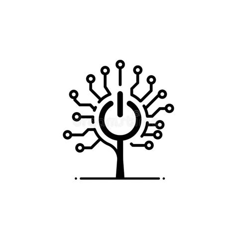 Power Button Circuit Tree Icon Sustainable Technology And Digital