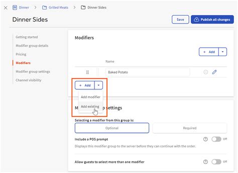 Adding Modifier Groups And Modifiers Platform Guide