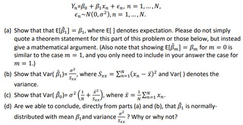 In This Problem Work Within The Simple Linear Regression