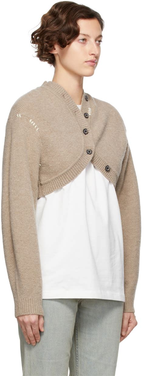 ader error taupe cropped twile cardigan ader error