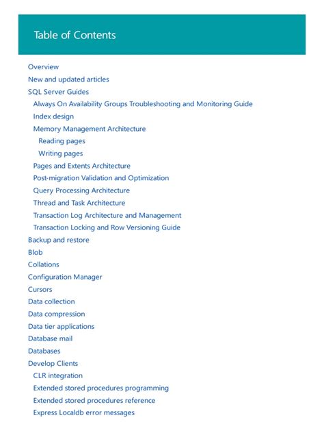 Sql Server Documentation Pdf Database Index Microsoft Sql Server