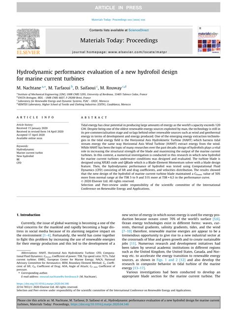 Pdf Hydrodynamic Performance Evaluation Of A New Hydrofoil Design For