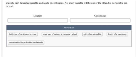 Solved Classify Each Described Variable As Discrete Or
