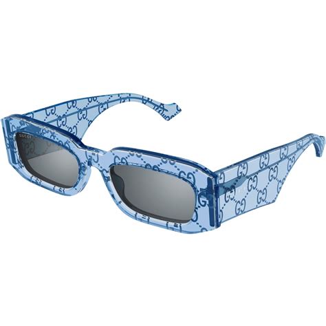 Gucci Rectangular Gg Sunglasses Unisex Light Blue Flannels
