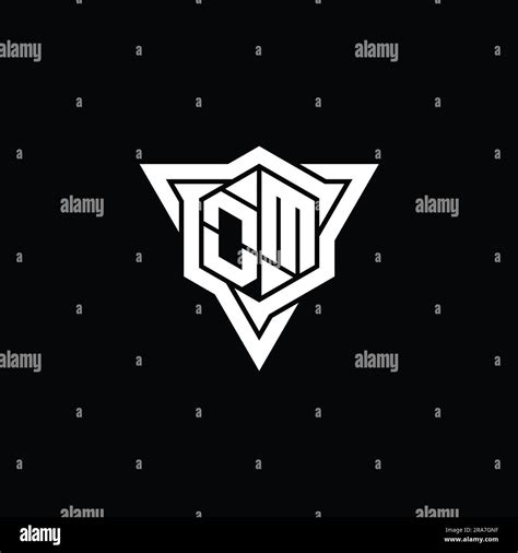 Om Letter Logo Monogram Hexagon Shape With Triangle Outline Sharp Slice Style Design Template