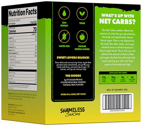 Shameless Snacks Gummy Candy Green Apple Blast