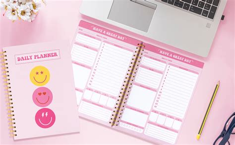 Cnhoqc Preppy A4 Planner Notebook Pink Preppy Smile Face A4 Planner Notebook To