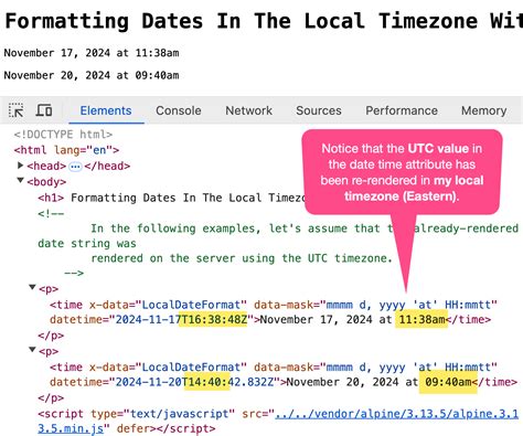 Formatting Dates In The Local Timezone With Alpinejs