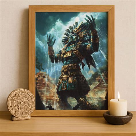 Aztec Wall Art Tlaloc Art Aztec God Of Rain Decor Aztec Mythology