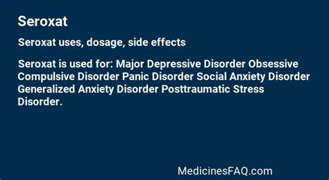 Seroxat Uses Dosage Side Effects Food Interaction And Faq