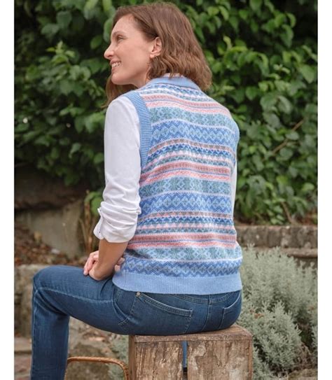 Multi Bleu Gilet à Boutons Fairisle Woolovers Fr