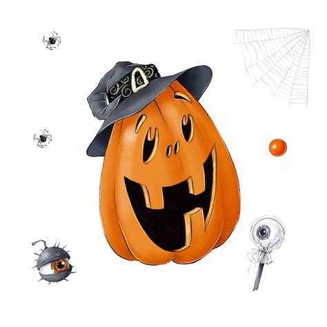 Premium Photo Halloween Illustration Of Evil Pumpkins And Elements