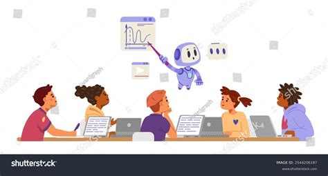 Artificial Intelligence School Education Concept Flat Stock Vector