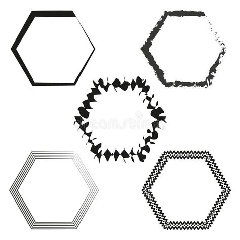 Hexagon Frames Collection Decorative Borders Set Geometric Design