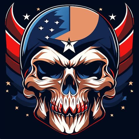 Elementos De Diseño De Calavera De Bandera Estadounidense Vector Premium