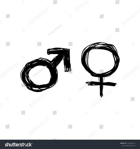 Doodle Gender Symbols Male Female Stock Vector Royalty Free