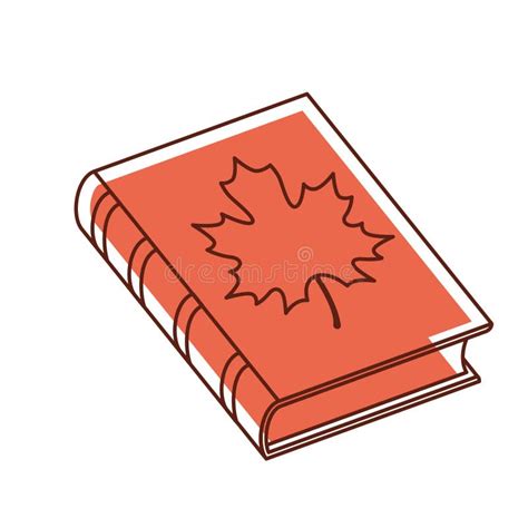 Isolated Colored Autumn Book With Maple Leaf Sticker Icon Vector Stock
